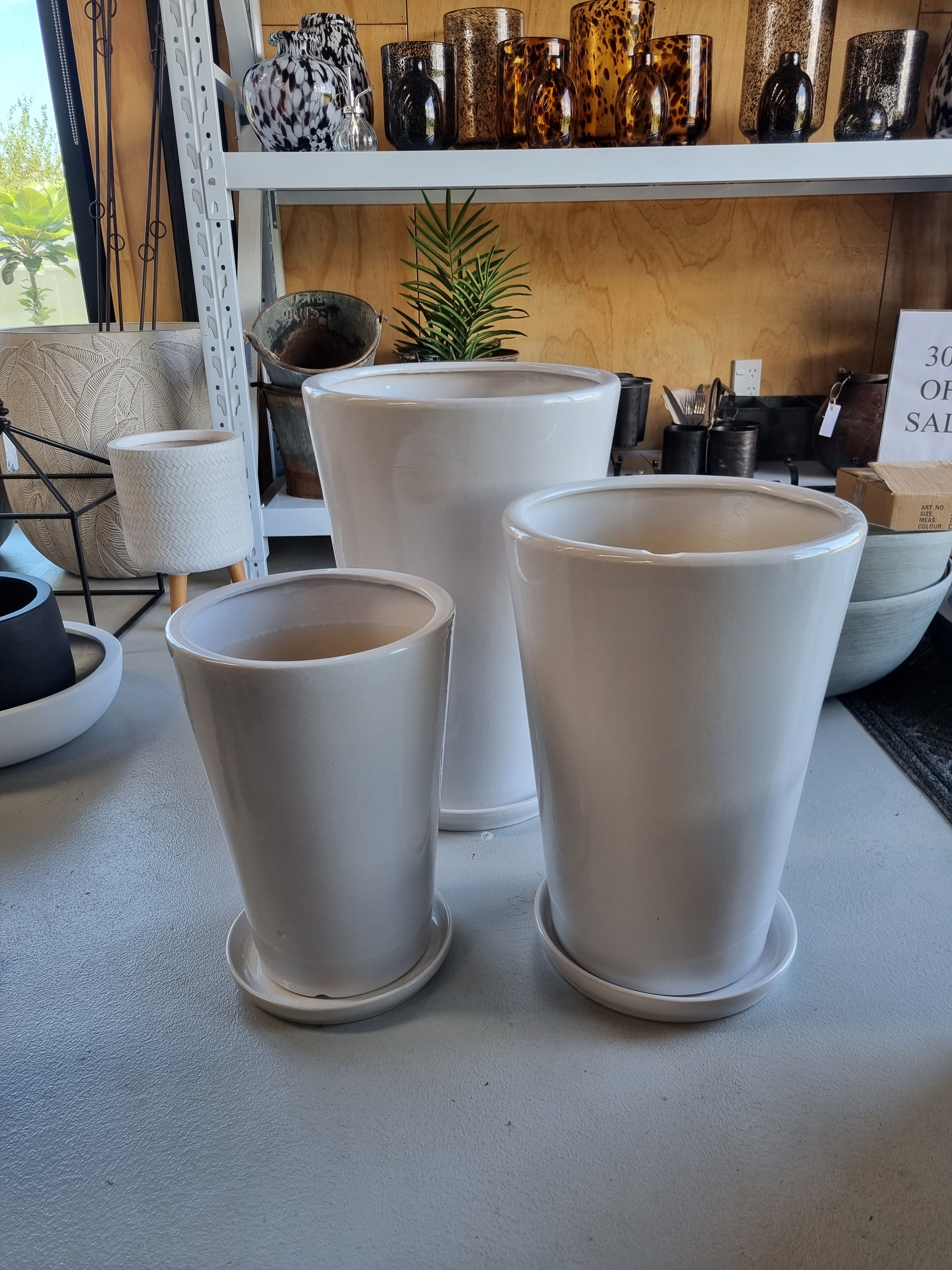 Venetian Cone and Saucer Pots - WHITE – oasisgardennz