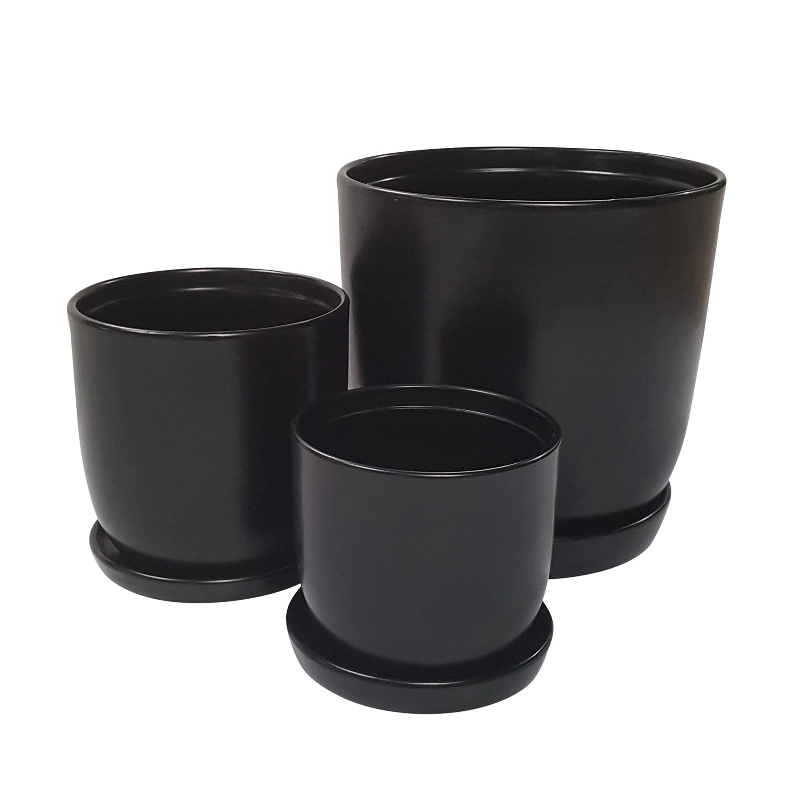 Jessica Egg Pot and Saucers - Matt Black – oasisgardennz